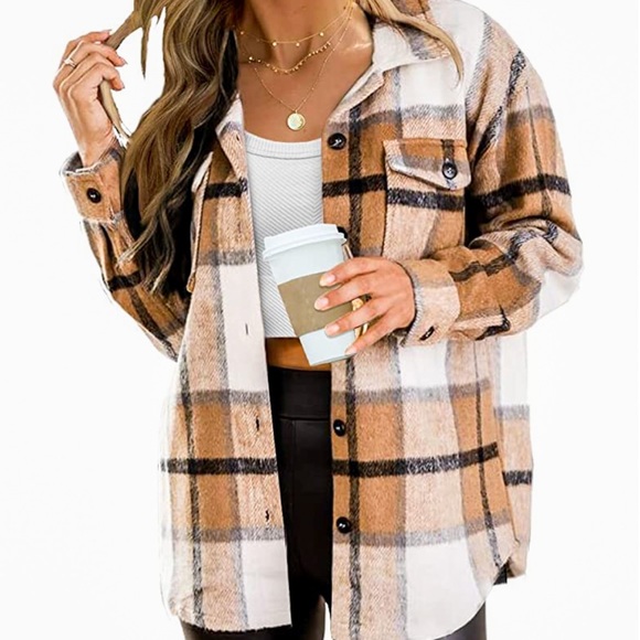 Automet | Jackets & Coats | Nwt Wool Blend Button Down Plaid Shacket ...